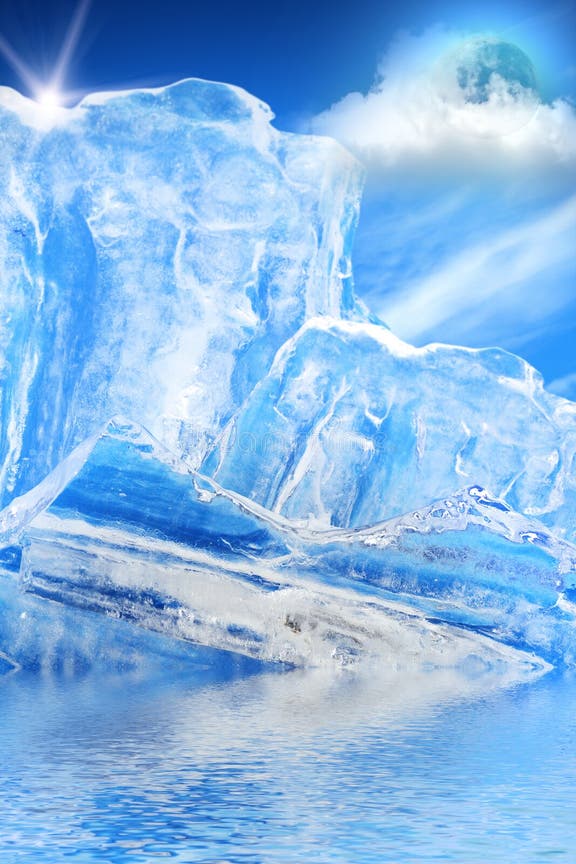 Ice moon sky clouds sea stock illustration. Illustration of textures ...