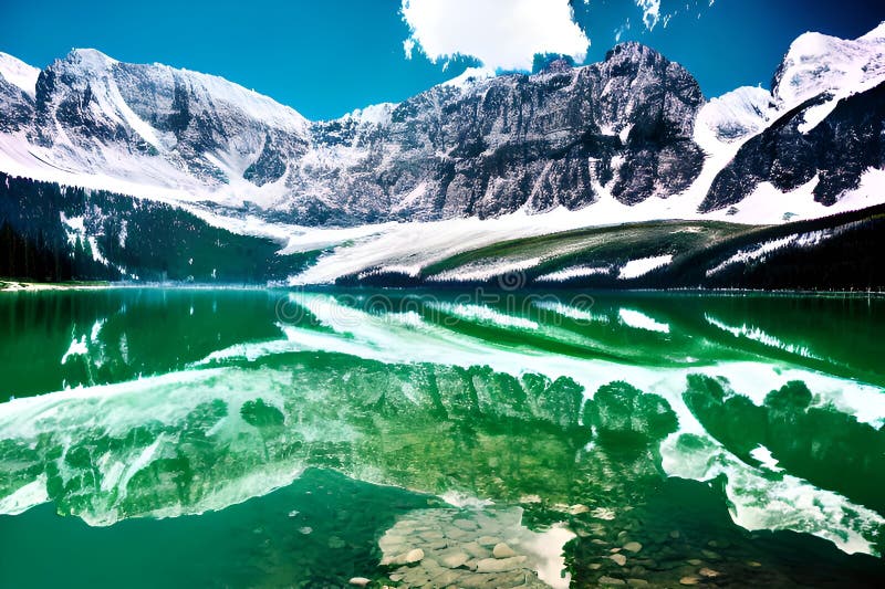 Ice mountain and blue sky stock illustration. Illustration of green ...