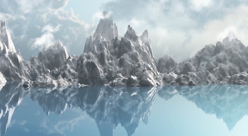 Ice mountain range stock illustration. Illustration of render - 33136451