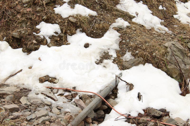 Ice on mountains in India stock image. Image of attraction - 167320359