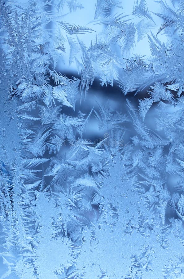 Winter Window Glass with Beautiful Ice Pattern Stock Image - Image of ...