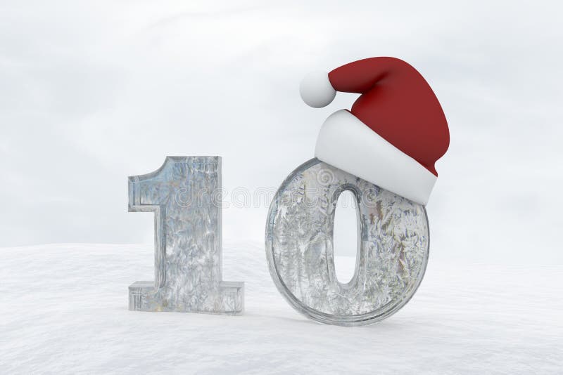 Ice Number 10 Christmas Hat 3d Rendering Illustration Stock ...