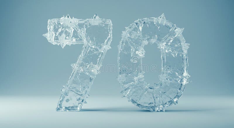Ice Number Seventy on Light Blue Background Stock Illustration ...