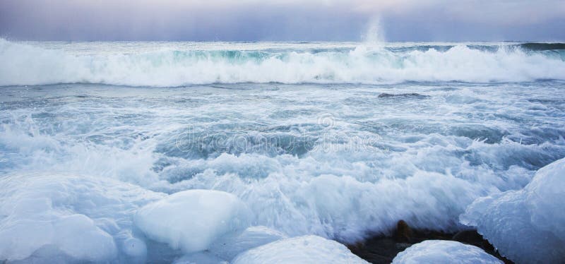 Ice and Open Water on Baikal Stock Image - Image of rock, asian: 30368157