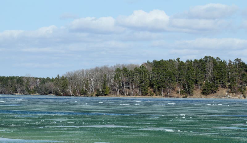 Ice out on lake stock photo. Image of recreation, clouds - 31307040