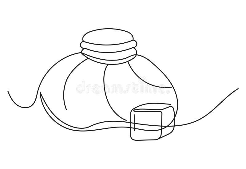 Ice Pack for First Aid Continuous Line. Ice Cube Illustration Drawn in ...