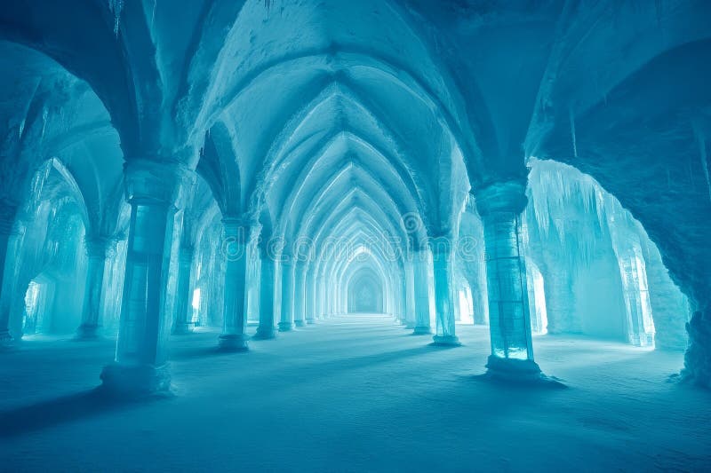 Ice Palace with Crystalline Columns and Arches. Stock Photo - Image of ...
