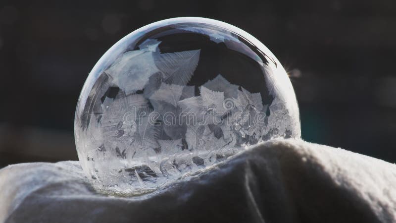 The Ice Pattern Covers the Smooth Surface of the Transparent Globe ...