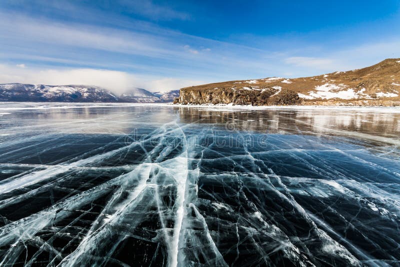 Ice Patterns on Lake Baikal. Russia Stock Photo - Image of blue, asia ...