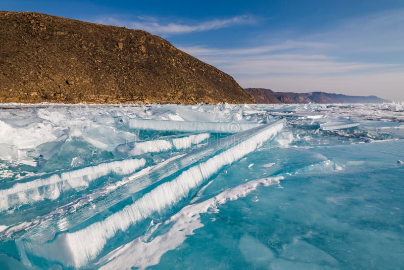 Ice Patterns on Lake Baikal. Siberia, Russia Stock Photo - Image of ...