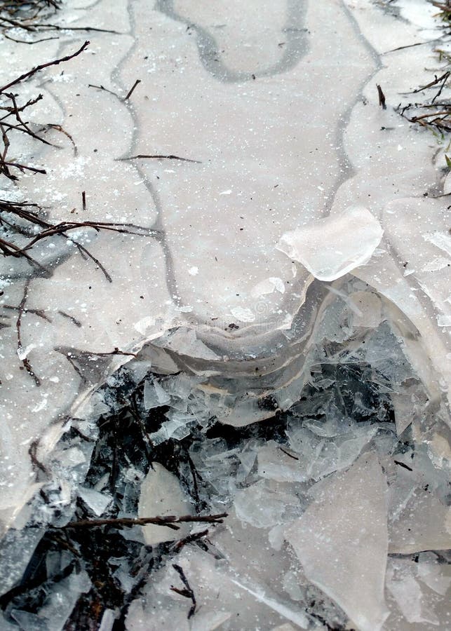 Ice. stock image. Image of tree, winter, puddles, geology - 107455003