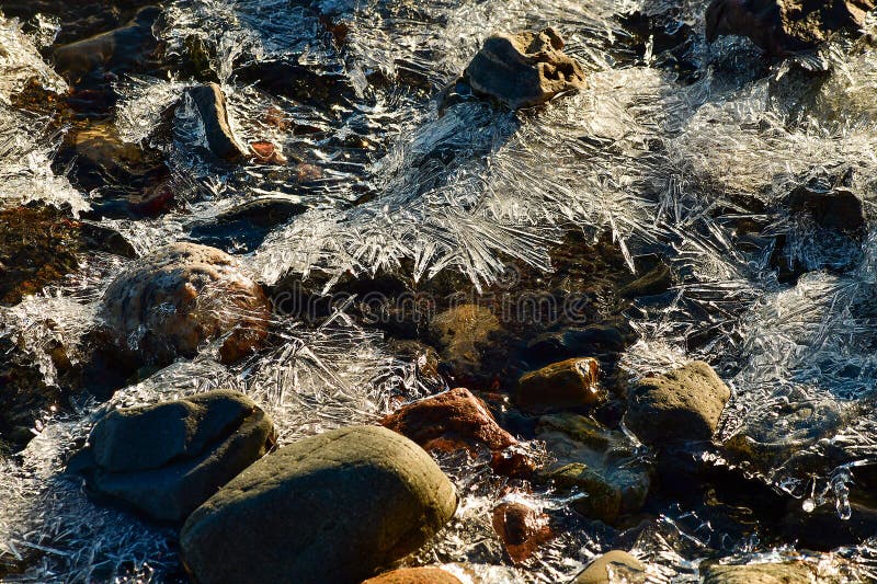 Ice Patterns and Rocks stock image. Image of copy, freezing - 359106037