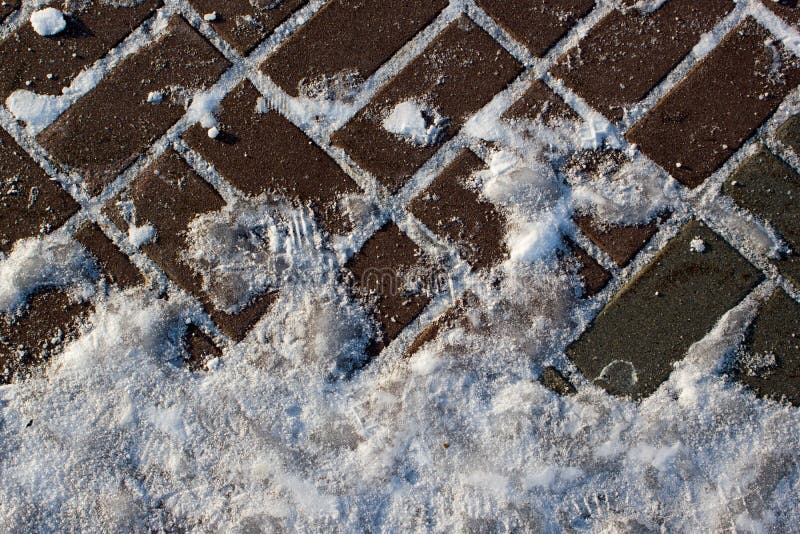 Ice on the pavement stock image. Image of snow, brick - 68988441