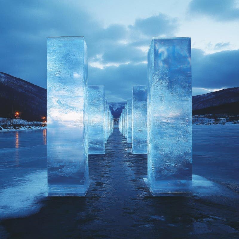 Ice Pillars, a Frozen Path To the Unknown Stock Image - Image of ...