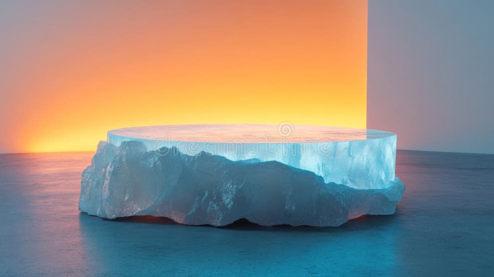 Ice Platform Sunset Background Minimalist Scene Stock Illustration ...