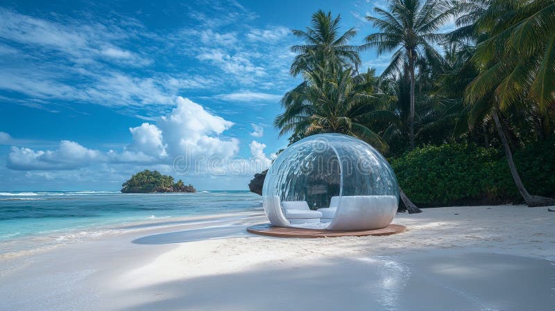 Ice Pod Experience on Tropical Island . Stock Photo - Image of paradise ...