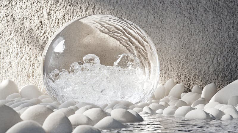 Ice Pod Surrounded by White Pebbles . Stock Photo - Image of white ...