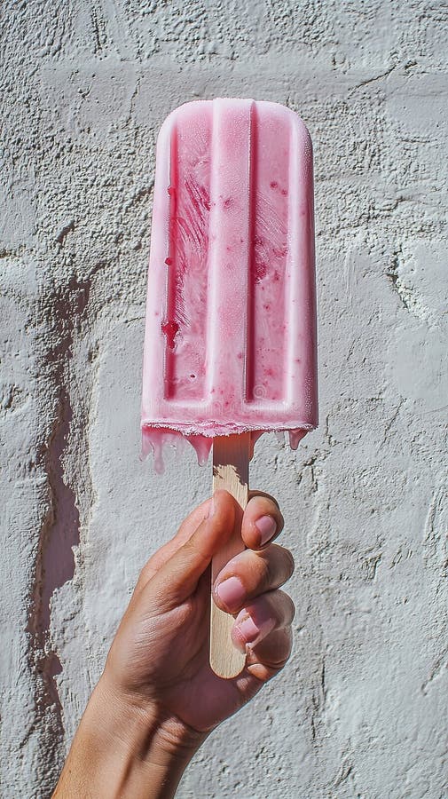 Ice pop melting in hand. stock image. Image of frost - 397365979