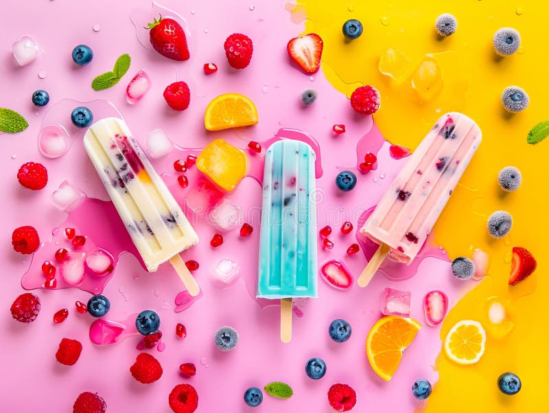 Ice Pops with Different Fruits and Berries Stock Image - Image of cake ...