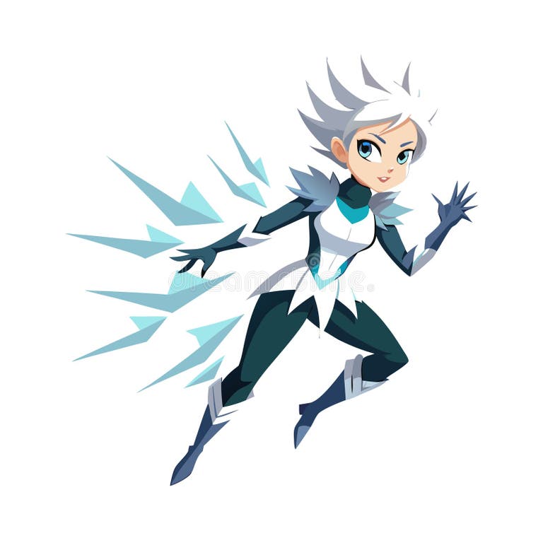 Ice Princess in Action Pose, Anime Style with Elemental Powers ...