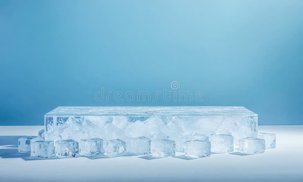 Ice Product Presentation Backdrop. Transparent Rectangular Ice Block ...