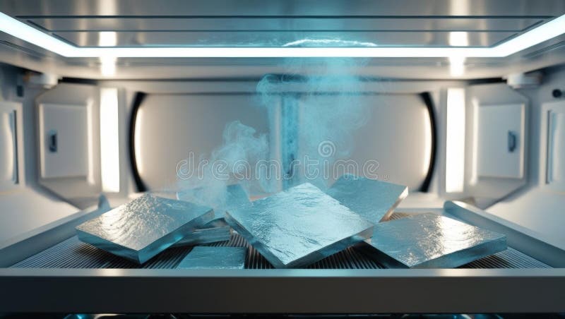 Ice Productions in a Modern Refrigerator Interior Stock Illustration ...