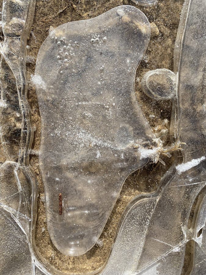 Ice on a Puddle Close-up on a Winter Day Stock Image - Image of ...