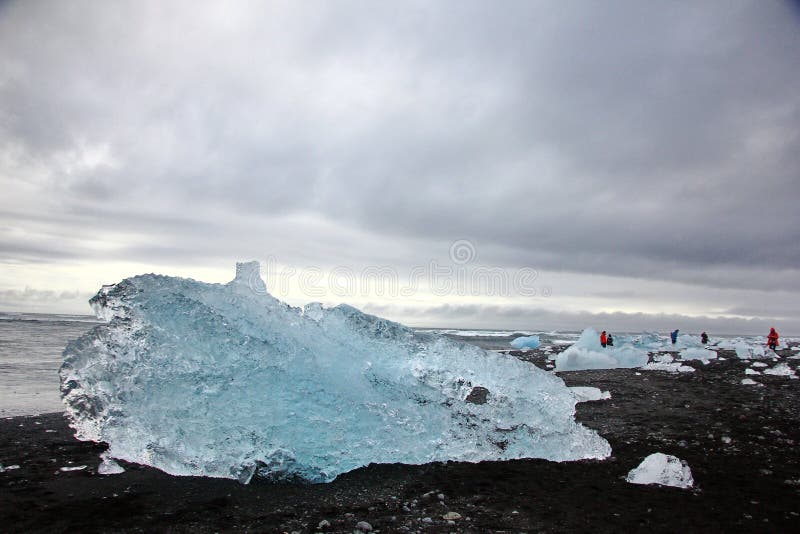 Ice Rocks on Diamond Beach in Iceland Stock Image - Image of landmark ...