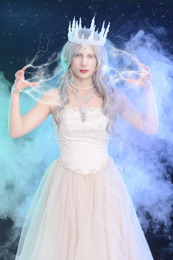 Ice Queen with Lighting Magic Stock Photo - Image of elegant, caucasian ...