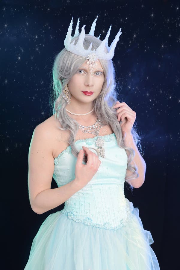Ice queen with night sky stock photo. Image of night - 70834994