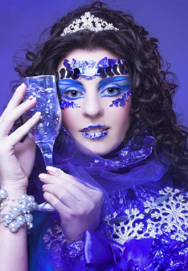Ice queen. stock image. Image of makeup, blue, creative - 53526117