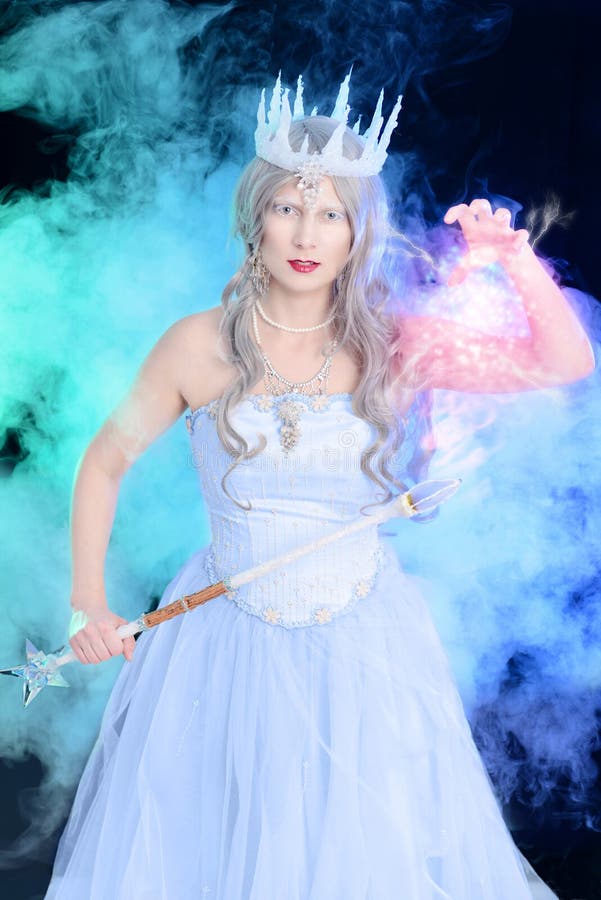 Ice queen using magic stock photo. Image of fairytale - 70736230