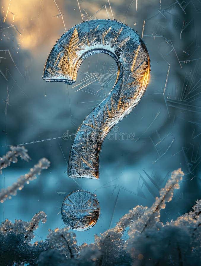 Ice Question Mark Against a Frosty Blue Background. Stock Photo - Image ...