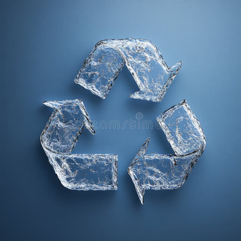 Ice Recycling Symbol on a Blue Background Stock Photo - Image of fresh ...