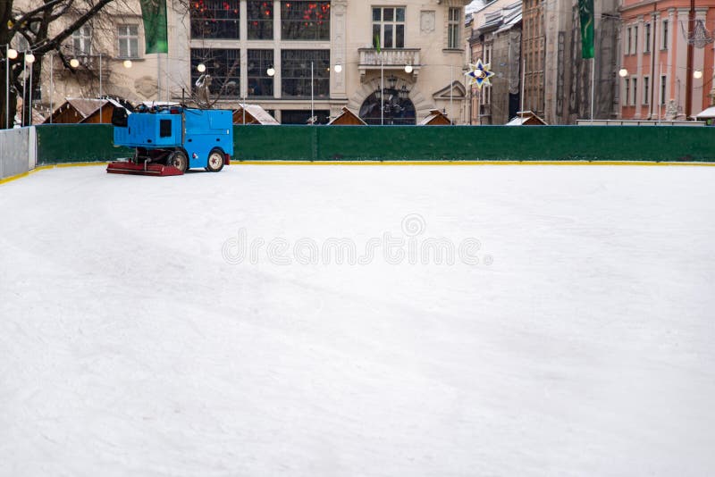 Ice rink cleaning machine stock photo. Image of rink - 164938218