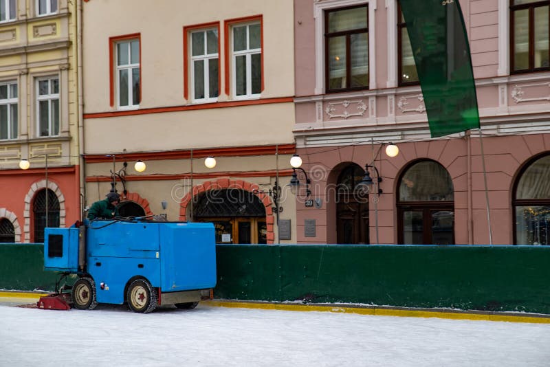 Ice rink cleaning machine stock photo. Image of clean - 165569598