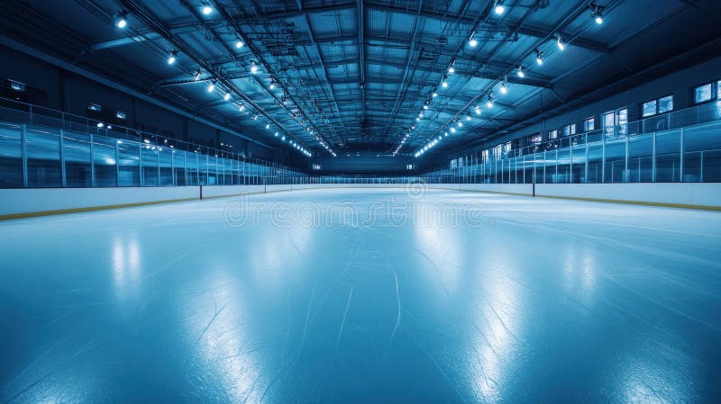 Ice Rink Interior with Bright Lighting and Smooth Surface Stock ...