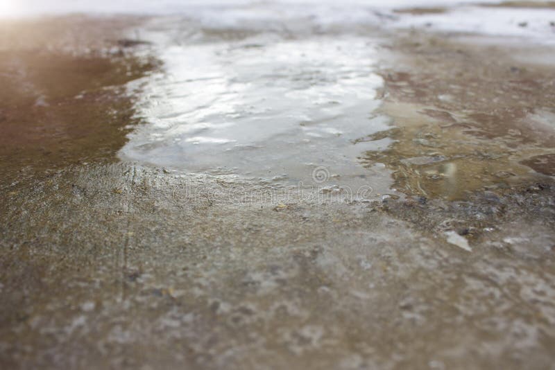 Ice on the Road Close Up. Slippery Ice-crusted Ground Surface Stock ...
