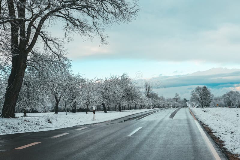 Ice on the Road.Ice on the Road. Slippery Winter Road. Traffic in ...