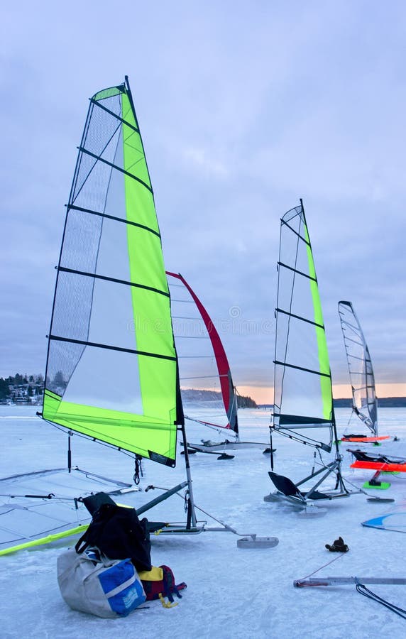 Ice sailing boats stock photo. Image of frozen, transparent - 29019152