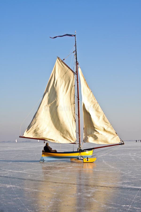 Ice Sailing on a Cold Winterday Stock Image - Image of nature, sailboat ...