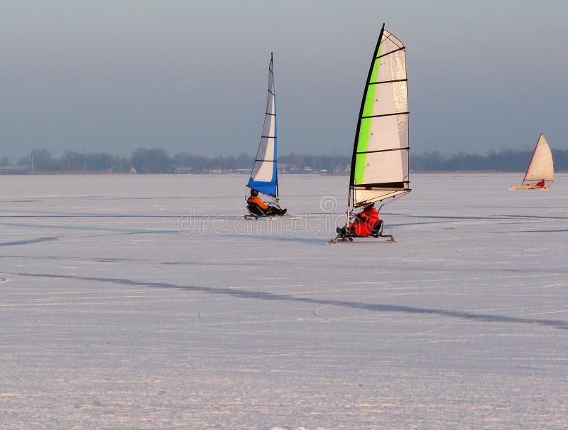 Ice sailing in winter stock photo. Image of hobby, race - 12557688