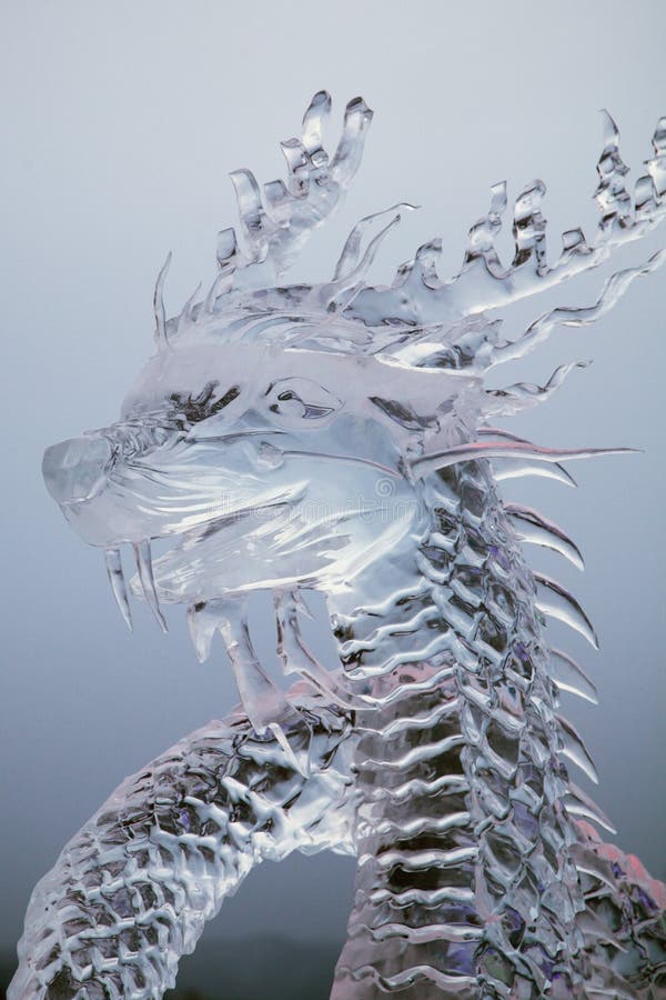 Ice Sculpture of a Fairy-tale Dragon Stock Photo - Image of decoration ...