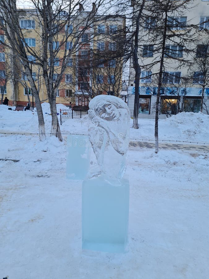Ice Sculpture Ice Figures Winter Fairy Tale Stock Image - Image of snow ...
