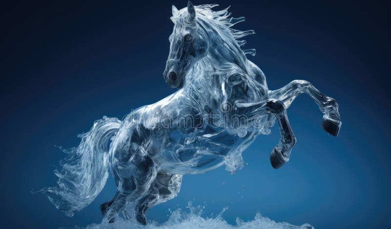 Ice Sculpture of Horse in Dynamic Pose. Beautiful Horse Ice Figure ...