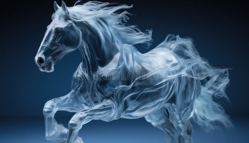 Ice Sculpture of Horse in Dynamic Pose. Beautiful Horse Ice Figure ...