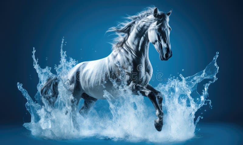 Ice Sculpture of Horse in Dynamic Pose. Beautiful Horse Ice Figure ...