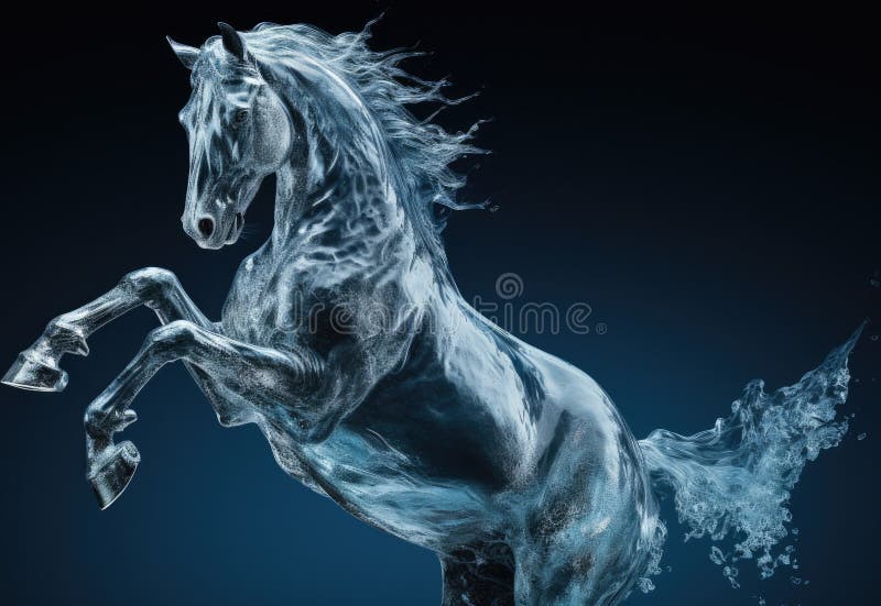 Ice Sculpture of Horse in Dynamic Pose. Beautiful Horse Ice Figure ...