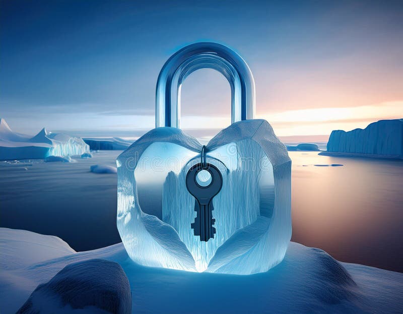 An Ice Sculpture of a Lock with a Key, Placed in a Central Greenland ...