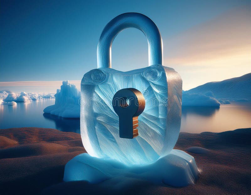 An Ice Sculpture of a Lock with a Key, Placed in a Central Greenland ...